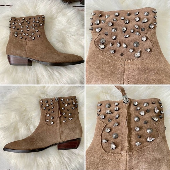 Sam Edelman | Shoes | Sam Edelman Tan Studded Avril Suede Booties ...